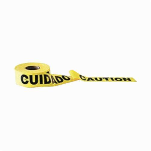 Standard Grade Barricade Safety Tape, Yellow, 1000 ft L x 3 in W, Caution Cuidado Legend ...